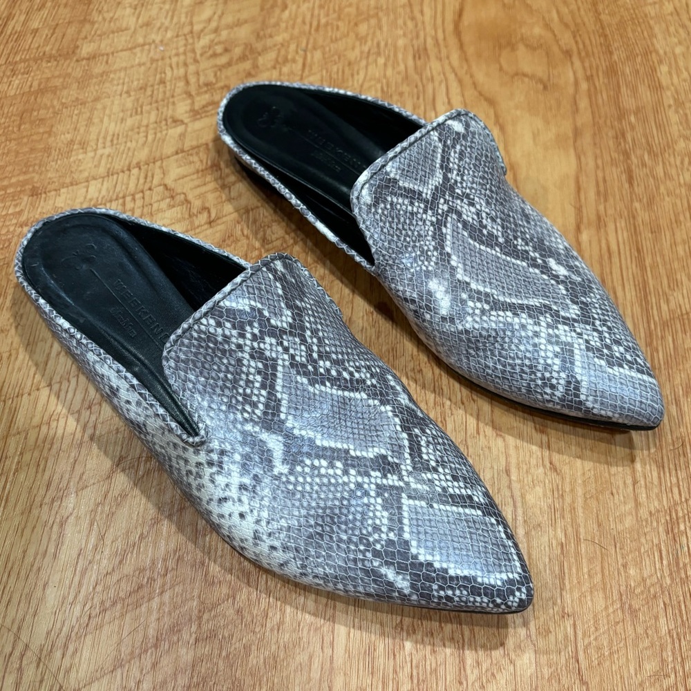 Max Mara Genuine Leather Snake Print Mules - Gem